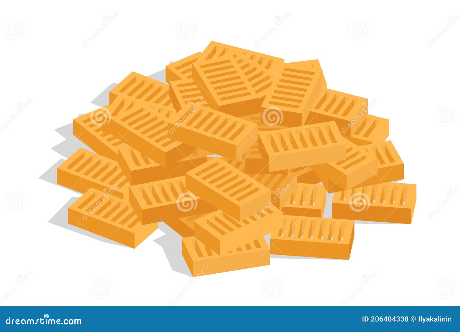 Pile Of Bricks. Heap Of Building Construction Material. Vector ...