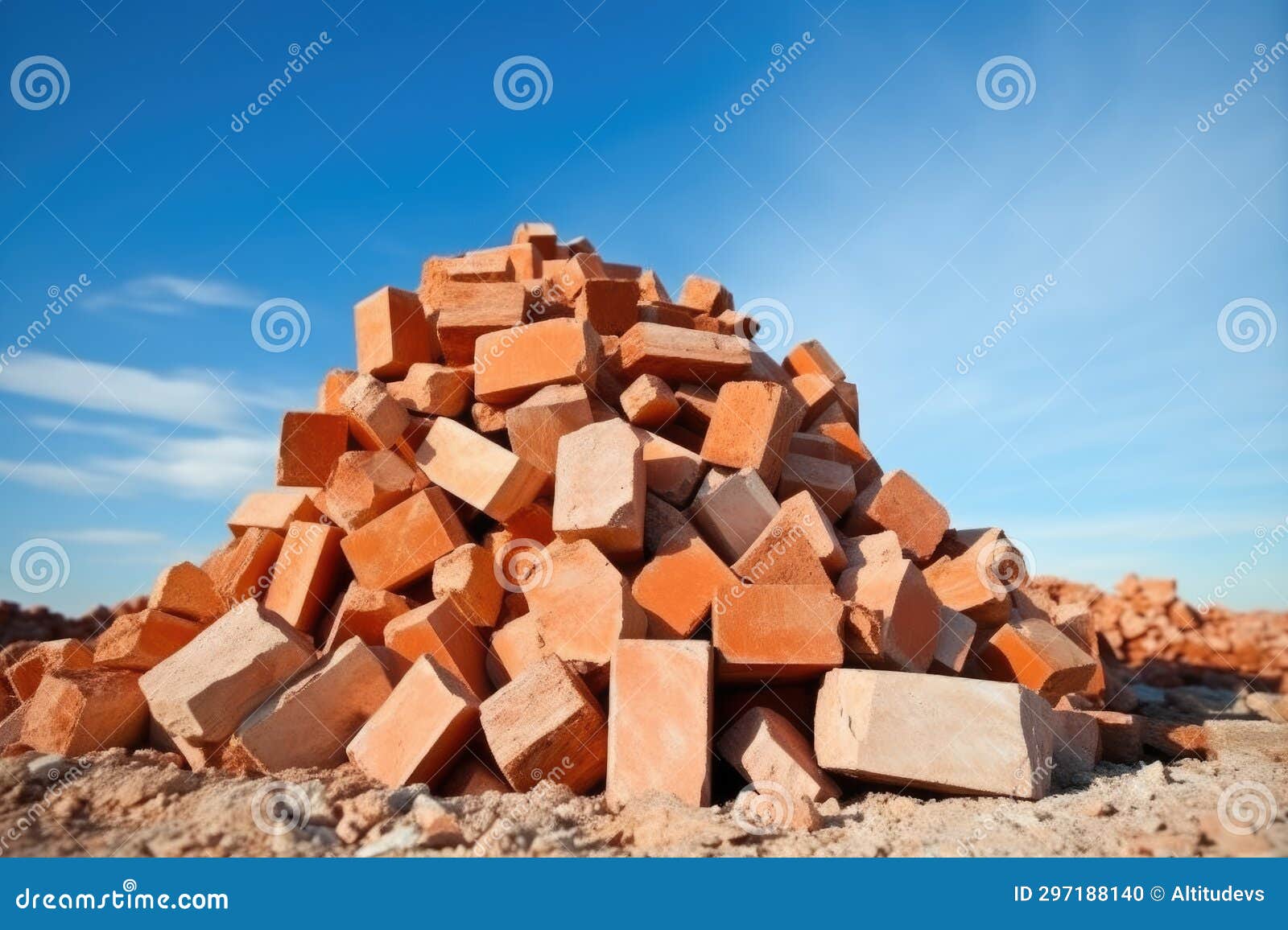A Pile of Bricks Ready for Construction Against a Clear Sky Stock Photo ...