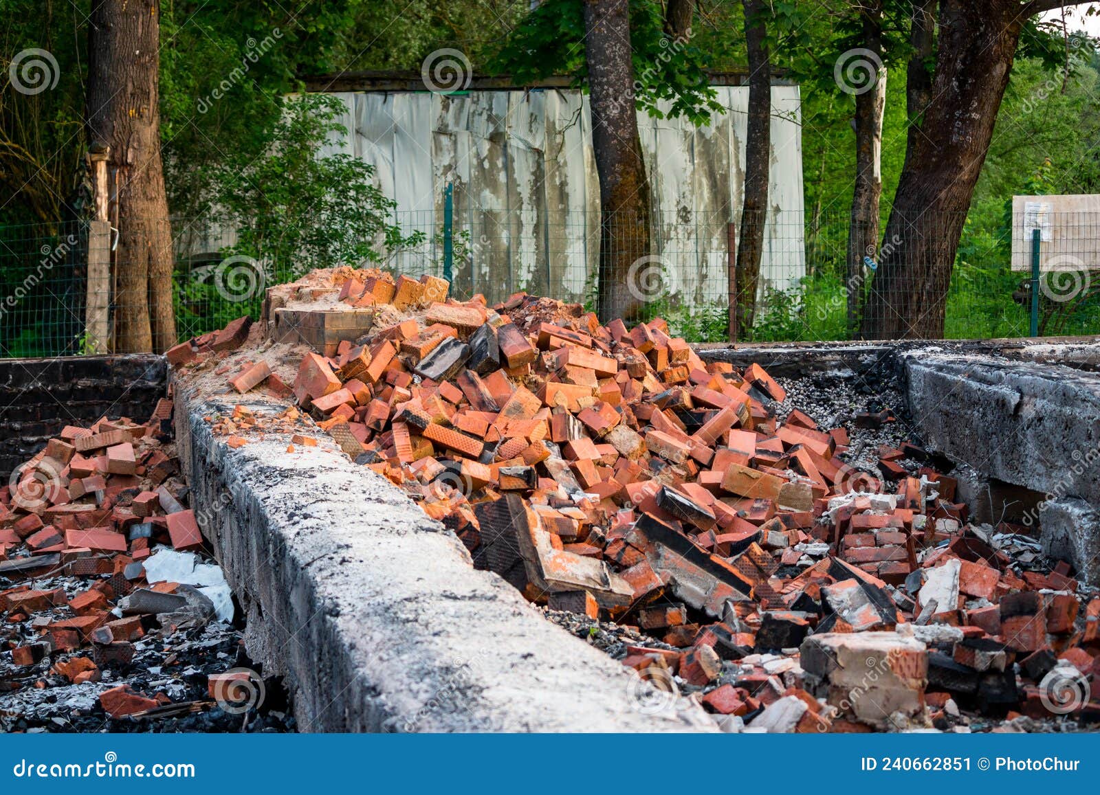 Dismantled Old Building. Half Demolished House, Dismantling Of The Old ...