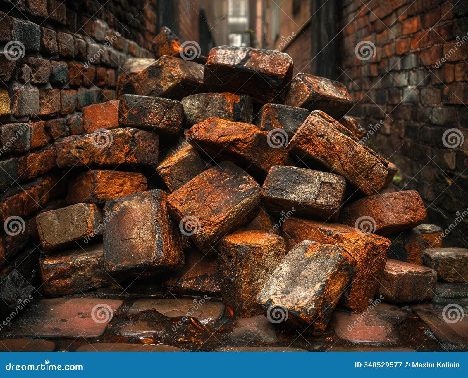 A Pile of Bricks is Stacked on Top of Each Other Stock Image - Image of ...