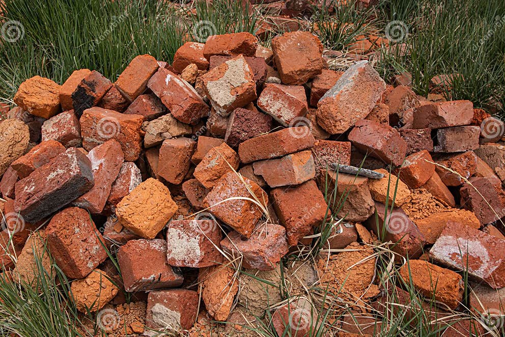 Pile of Bricks stock image. Image of pile, broken, brick - 252451441