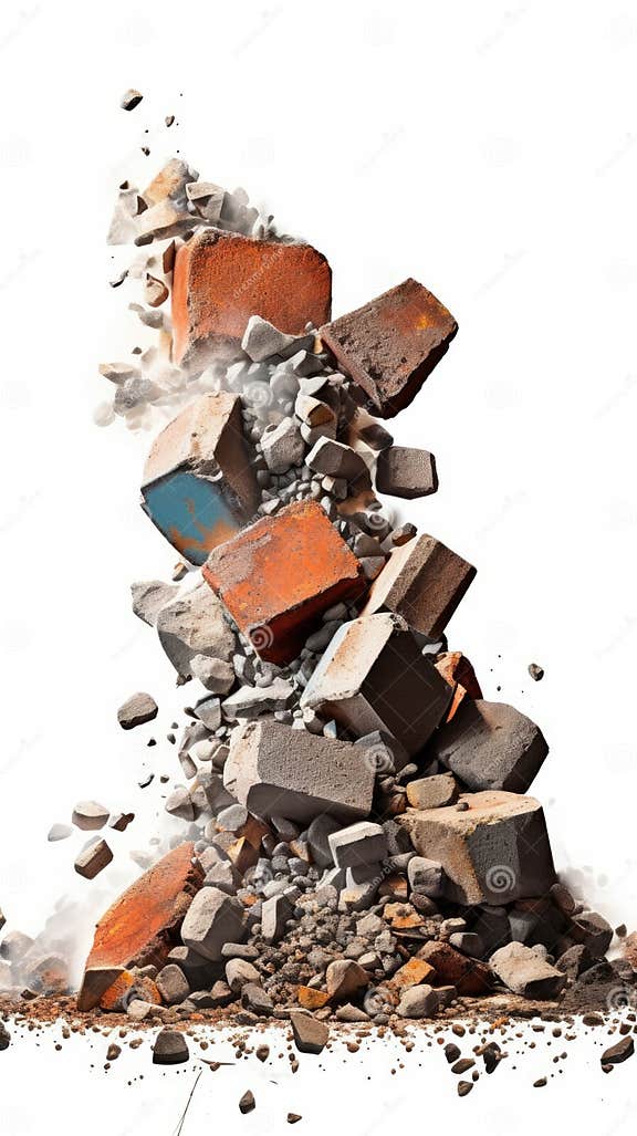 Pile of Bricks on a White Background Stock Illustration - Illustration ...