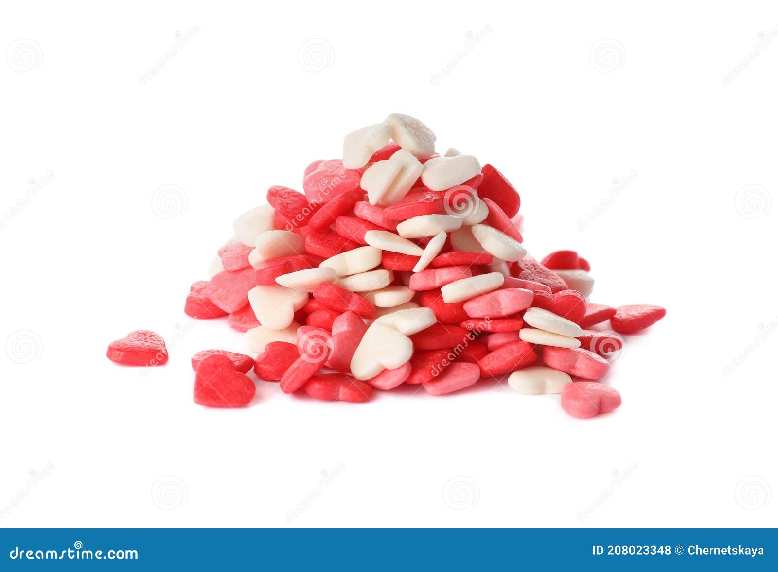 Pile of Bright Heart Shaped Sprinkles on White Background Stock Photo ...