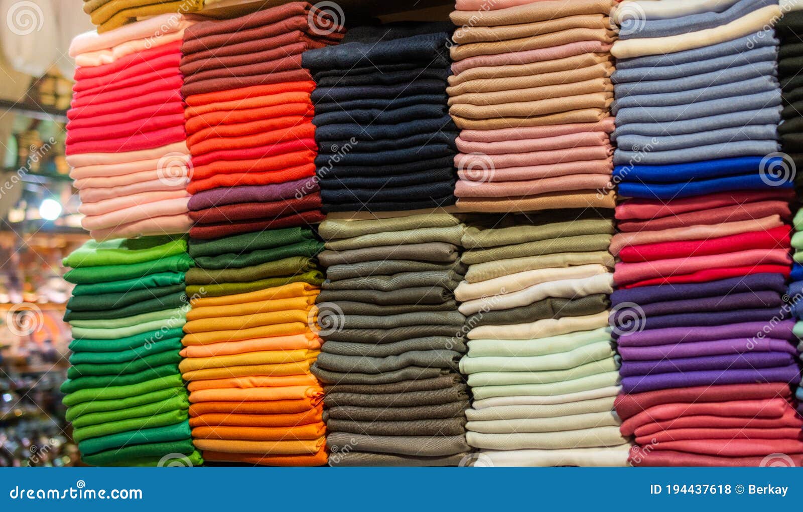 Multicolored Manufacturing Fabric Textiles in Pile Stock Photo - Image ...