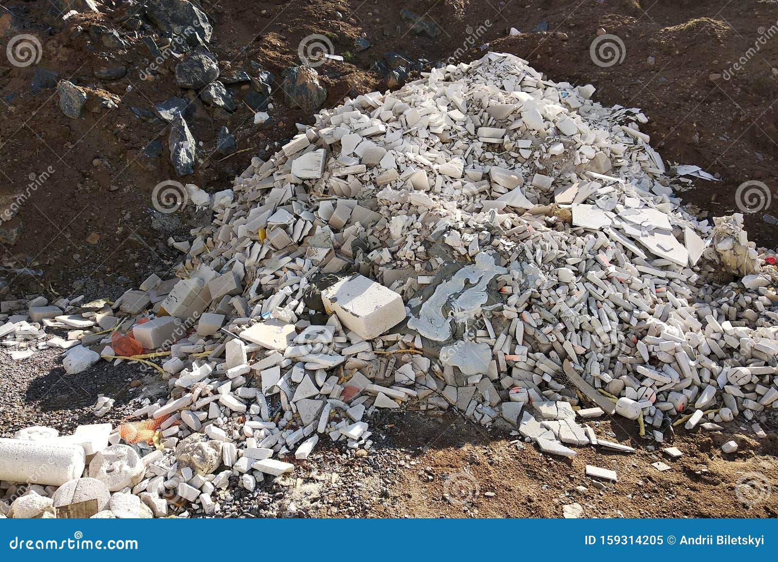 Pile of Broken Garbage Plaster at Construction Site Stock Image - Image ...