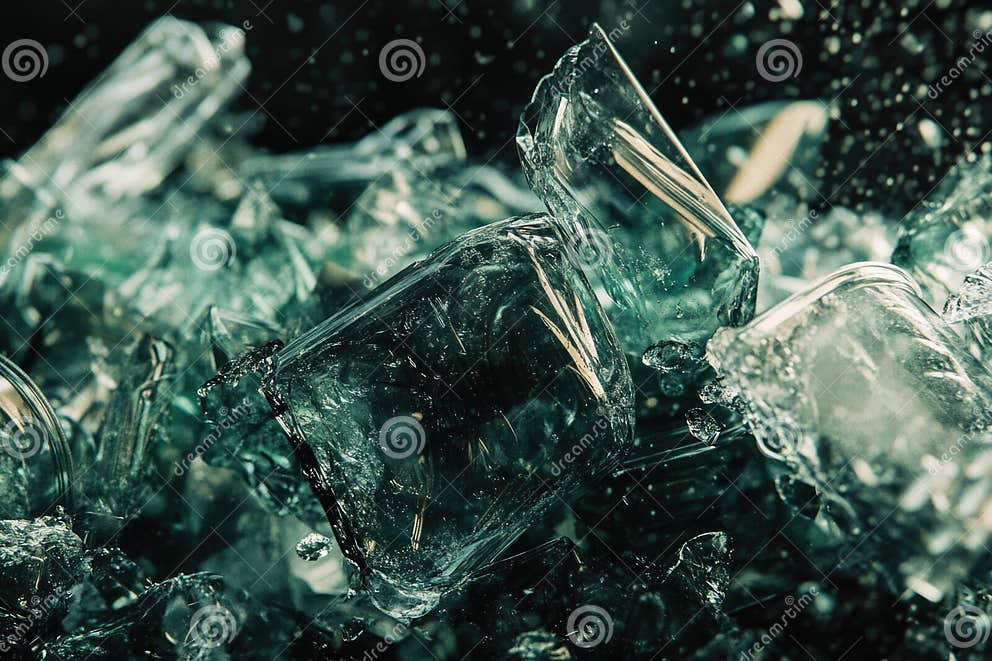 A Pile of Broken Glass Sits on Top of a Table Stock Image - Image of ...
