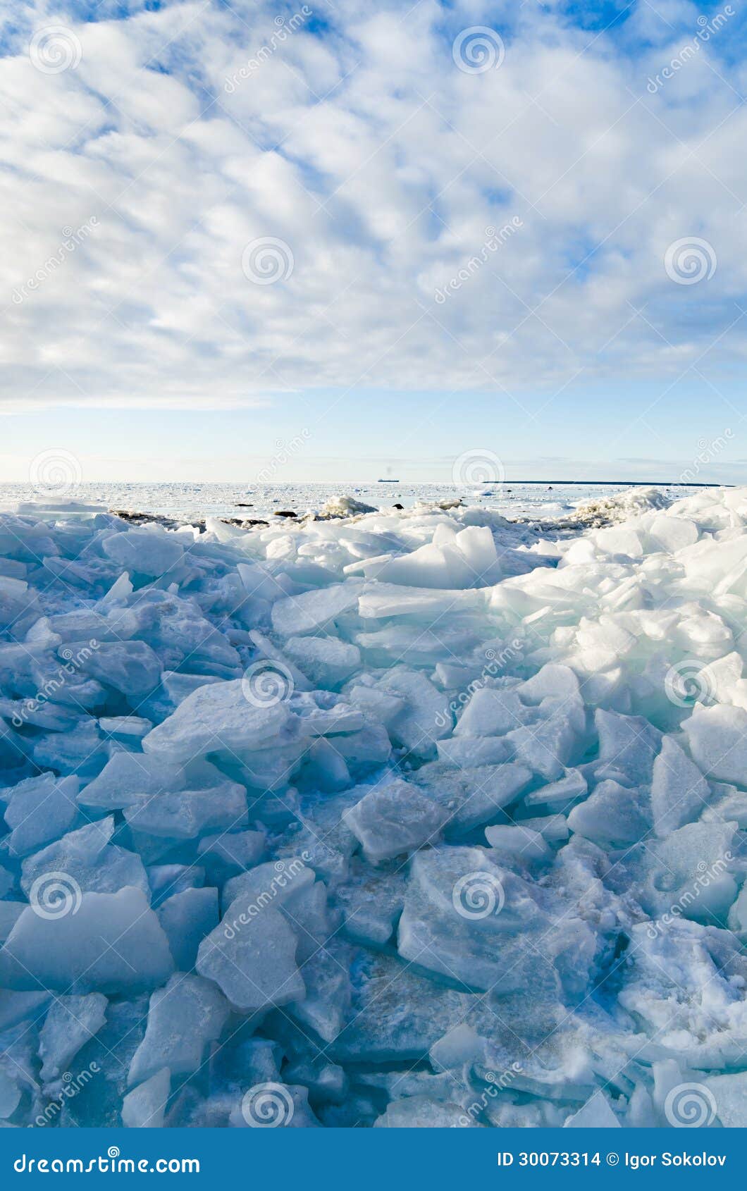 Pile of Broken Ice Floes on the Sea Stock Photo - Image of coast ...