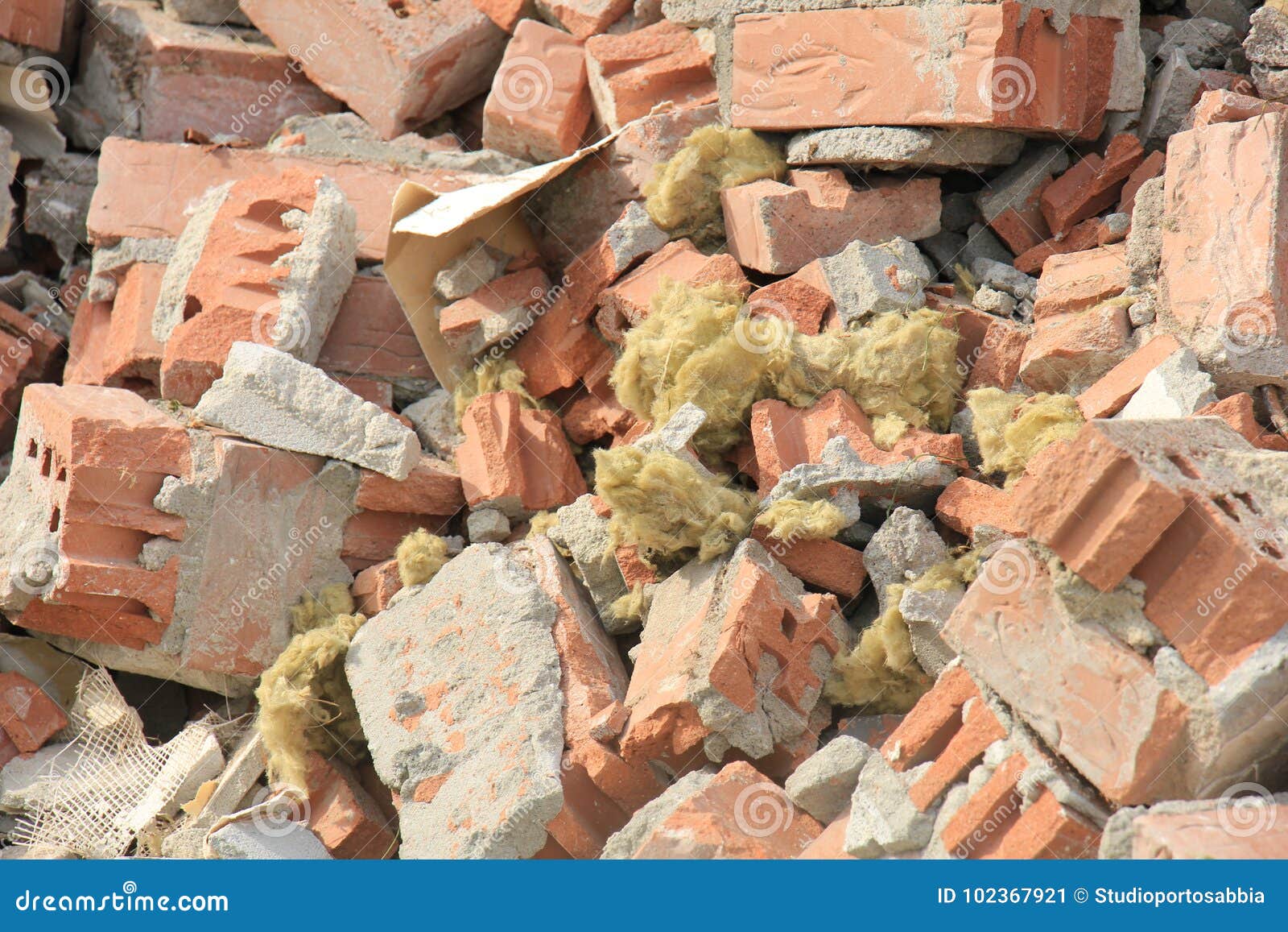 Broken Bricks on Construction Site Stock Image - Image of dirt, debris ...