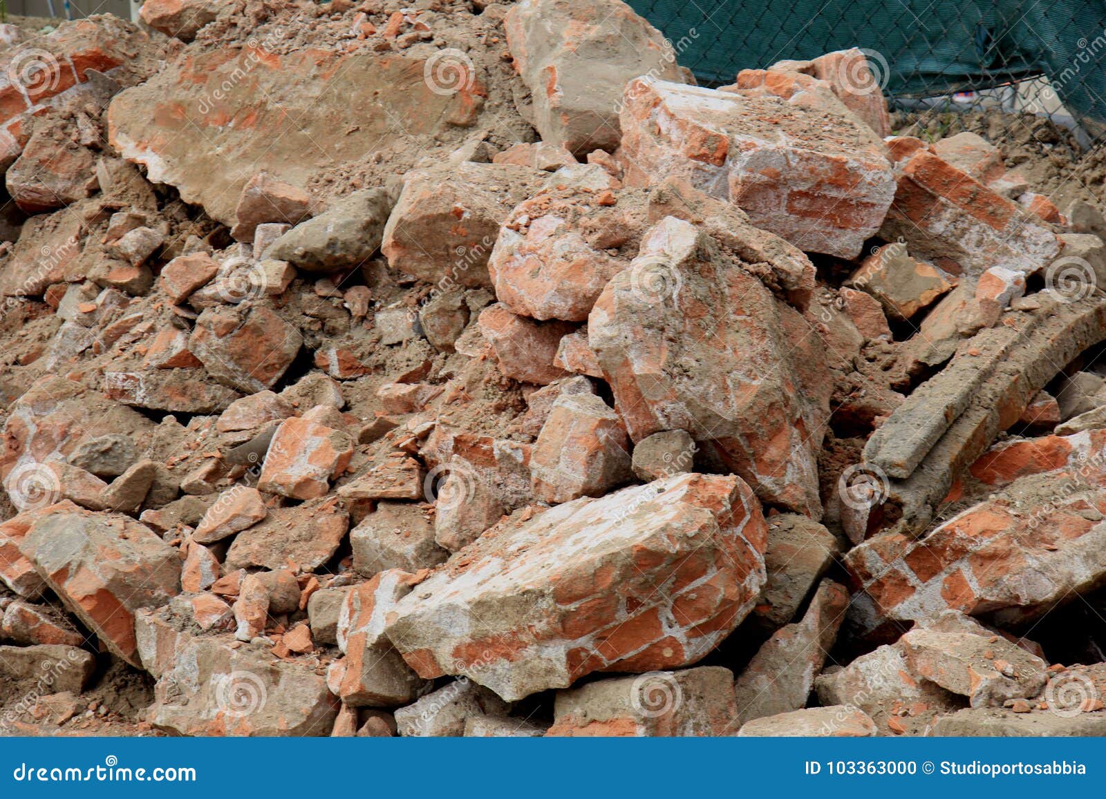 Broken Bricks on Construction Site Stock Photo - Image of demolition ...