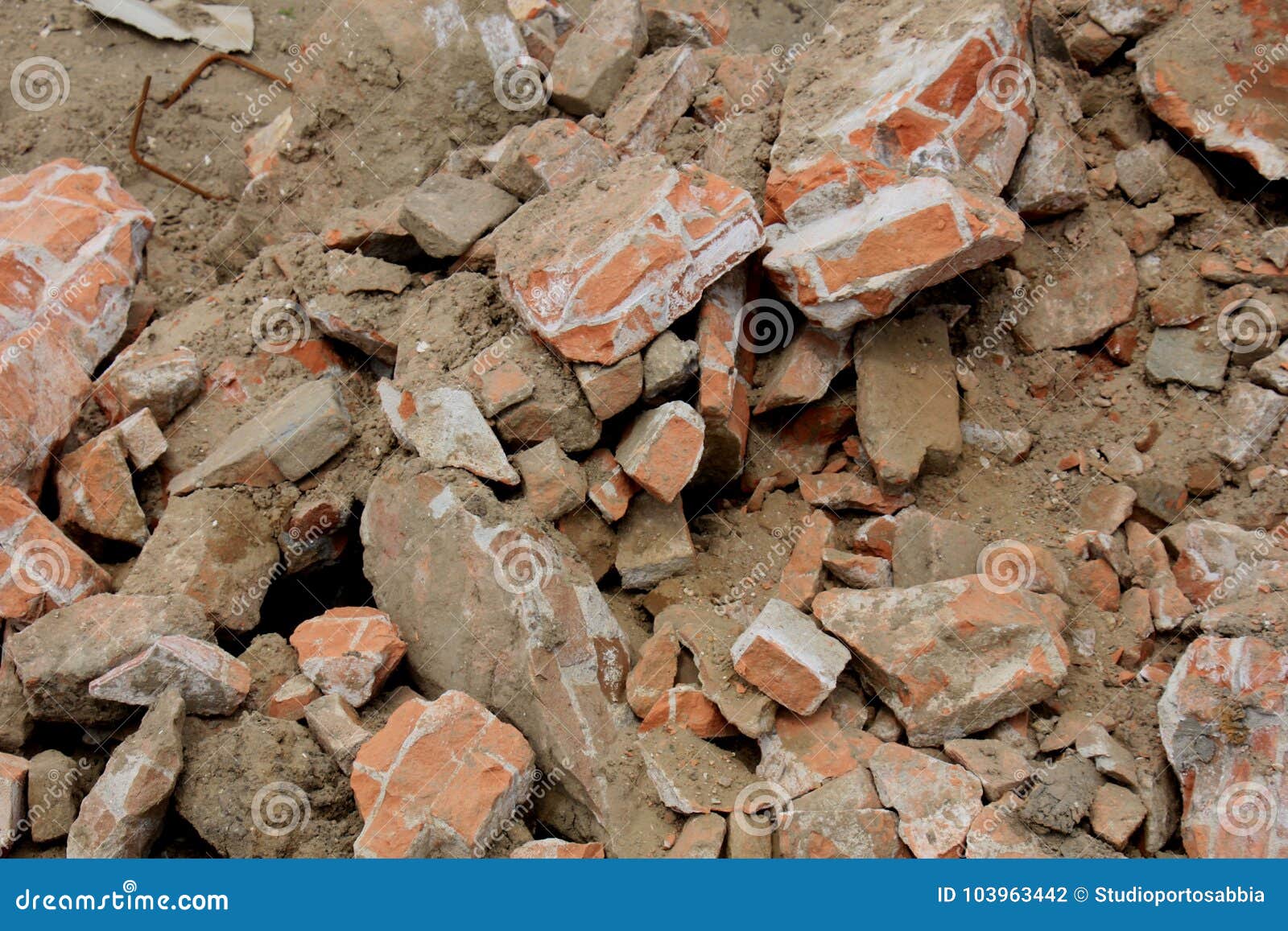 Broken Bricks on Construction Site Stock Photo - Image of pile, stone ...