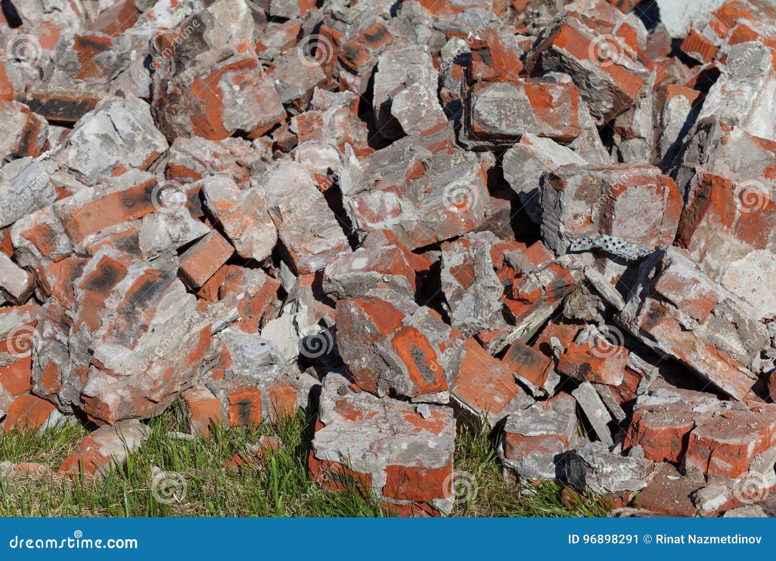 Pile of Broken Red Bricks on Construction Site, Garbage Stock Image ...