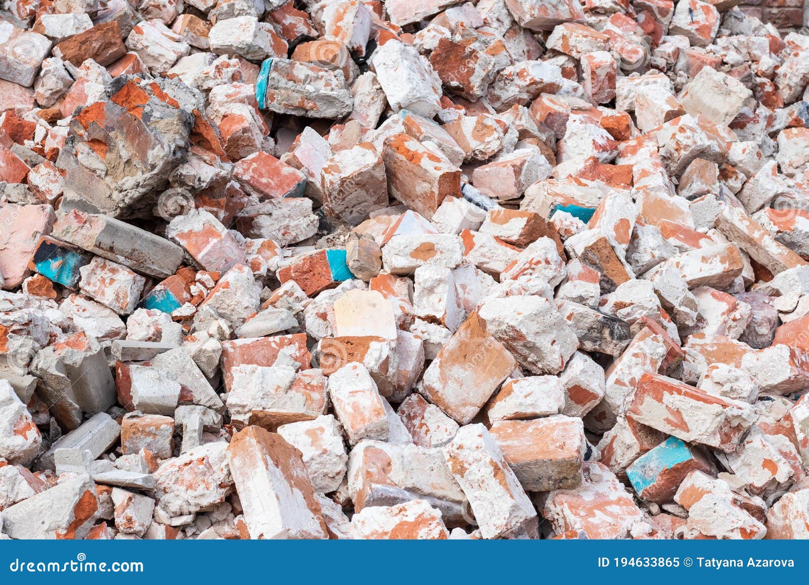 Pile of Broken Red Bricks at Construction Site, Waste. Abstract Stone ...