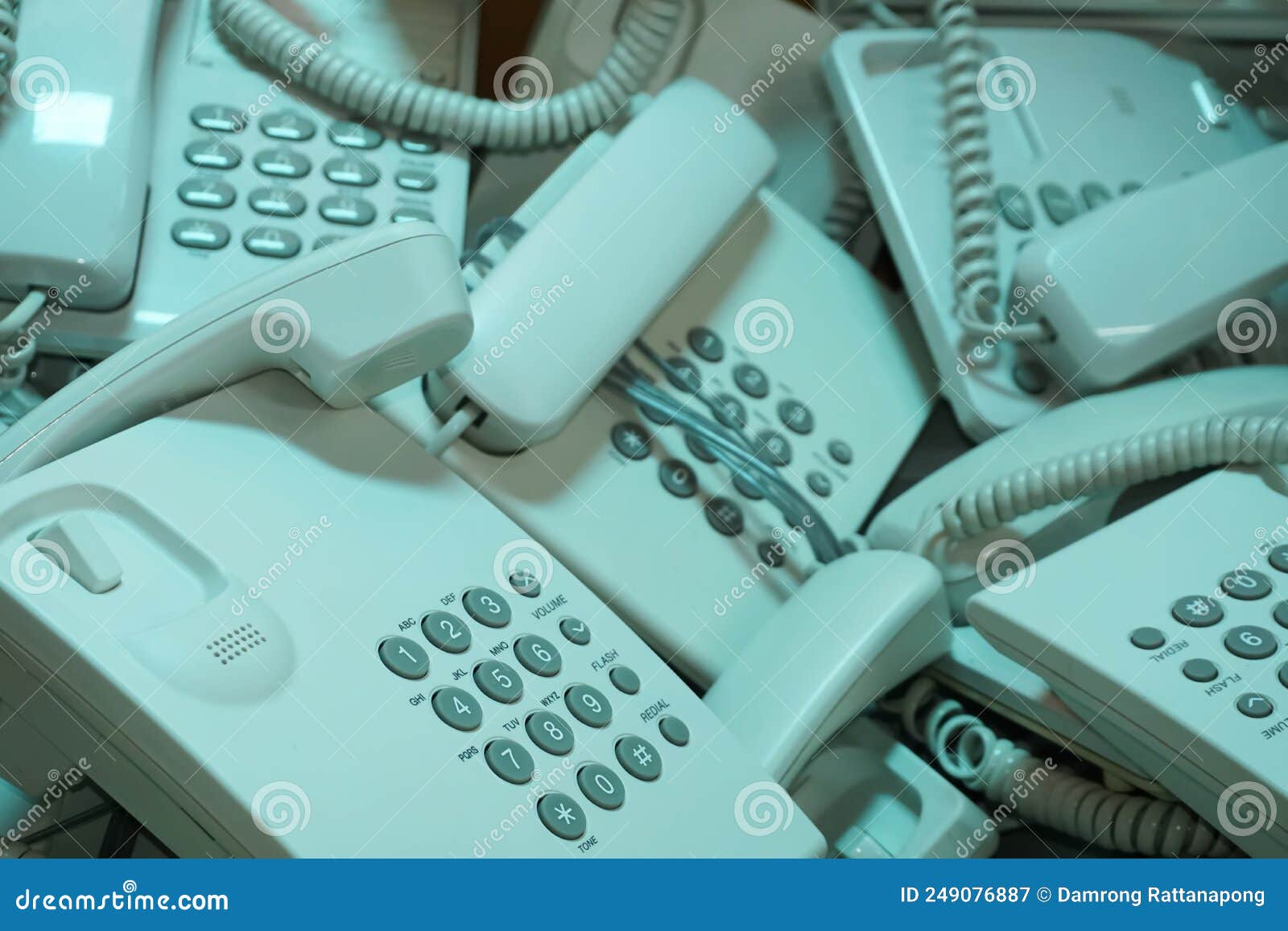 Pile of Broken or Unused Landline Telephone in Cardboard Boxes ...