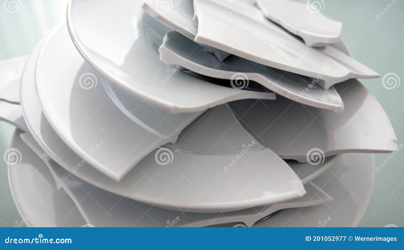 Pile of Broken White Plates on Glass Table Stock Image - Image of ...