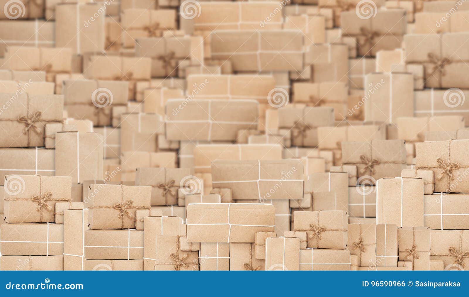 Pile of Brown Parcel Post Boxes, Abstract Background Stock Photo ...