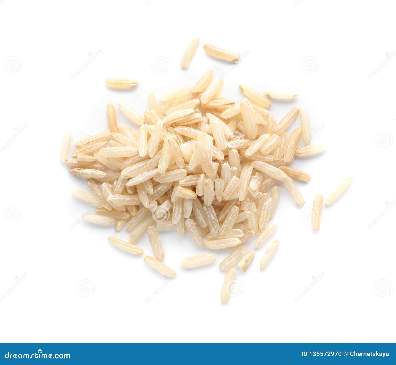 Pile of Brown Rice on White Background Stock Photo - Image of crop ...