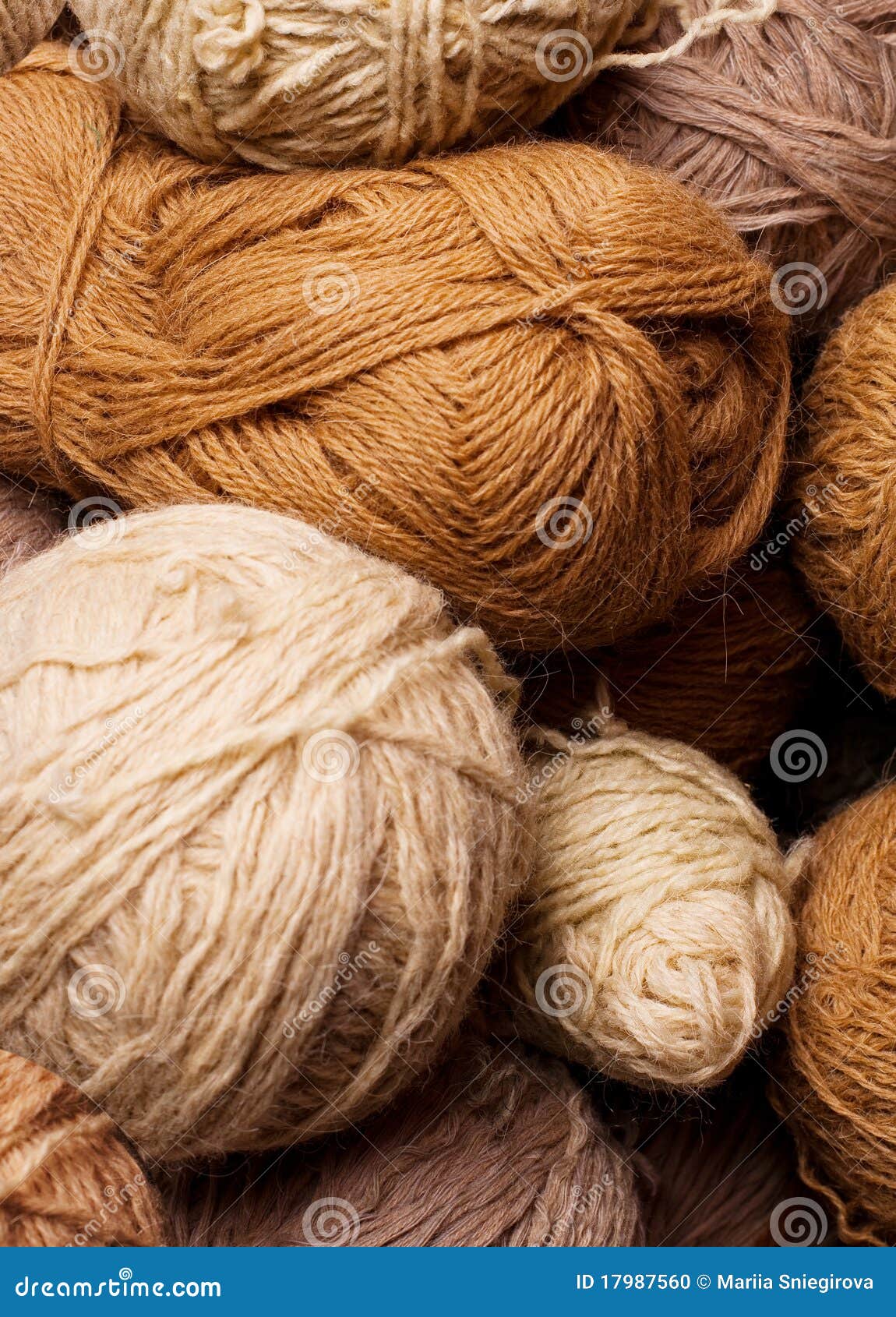 Pile of brown yarn stock photo. Image of labor, fuzzy - 17987560