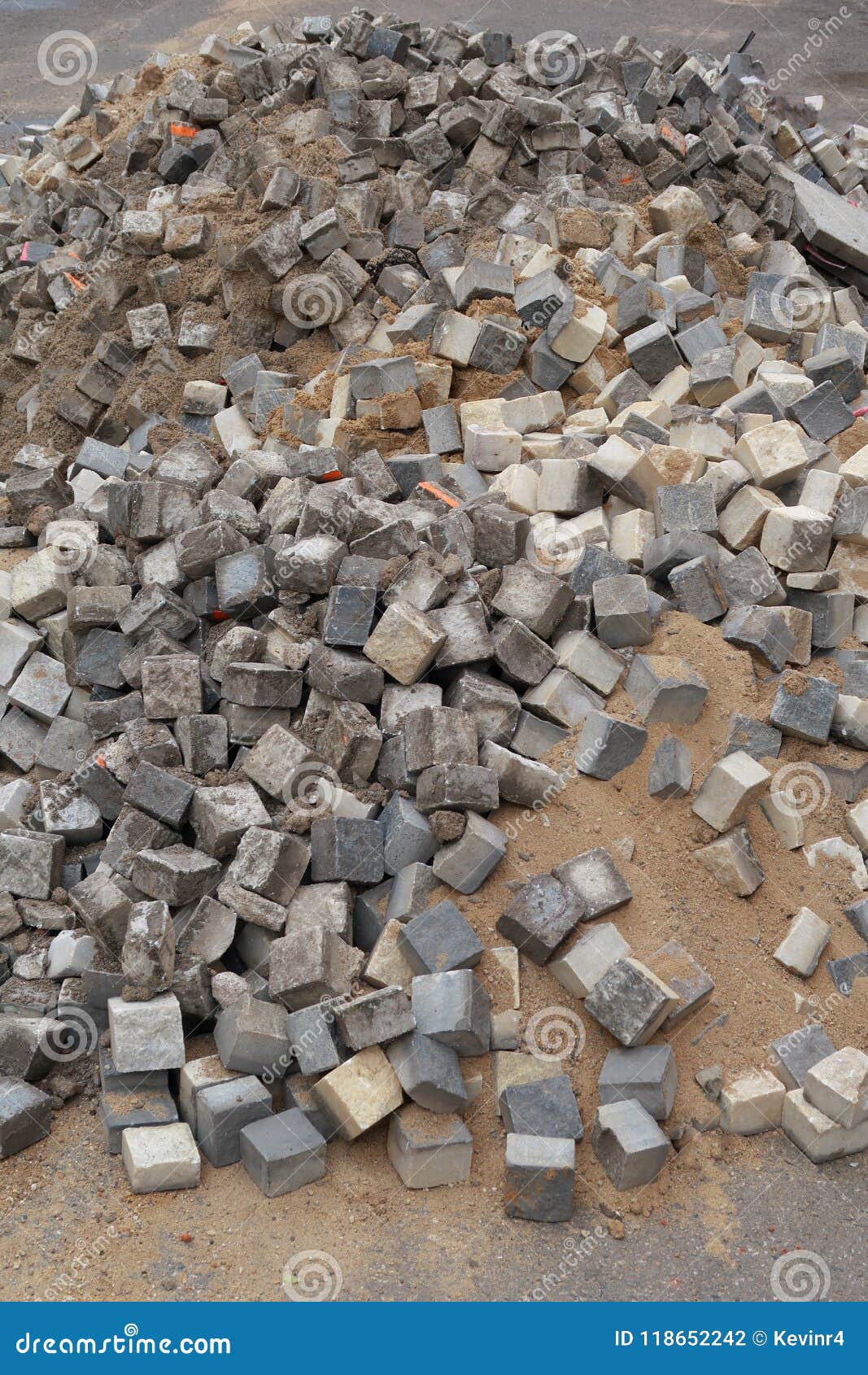 A Pile of Building Bricks by the Roadside Stock Photo - Image of ...
