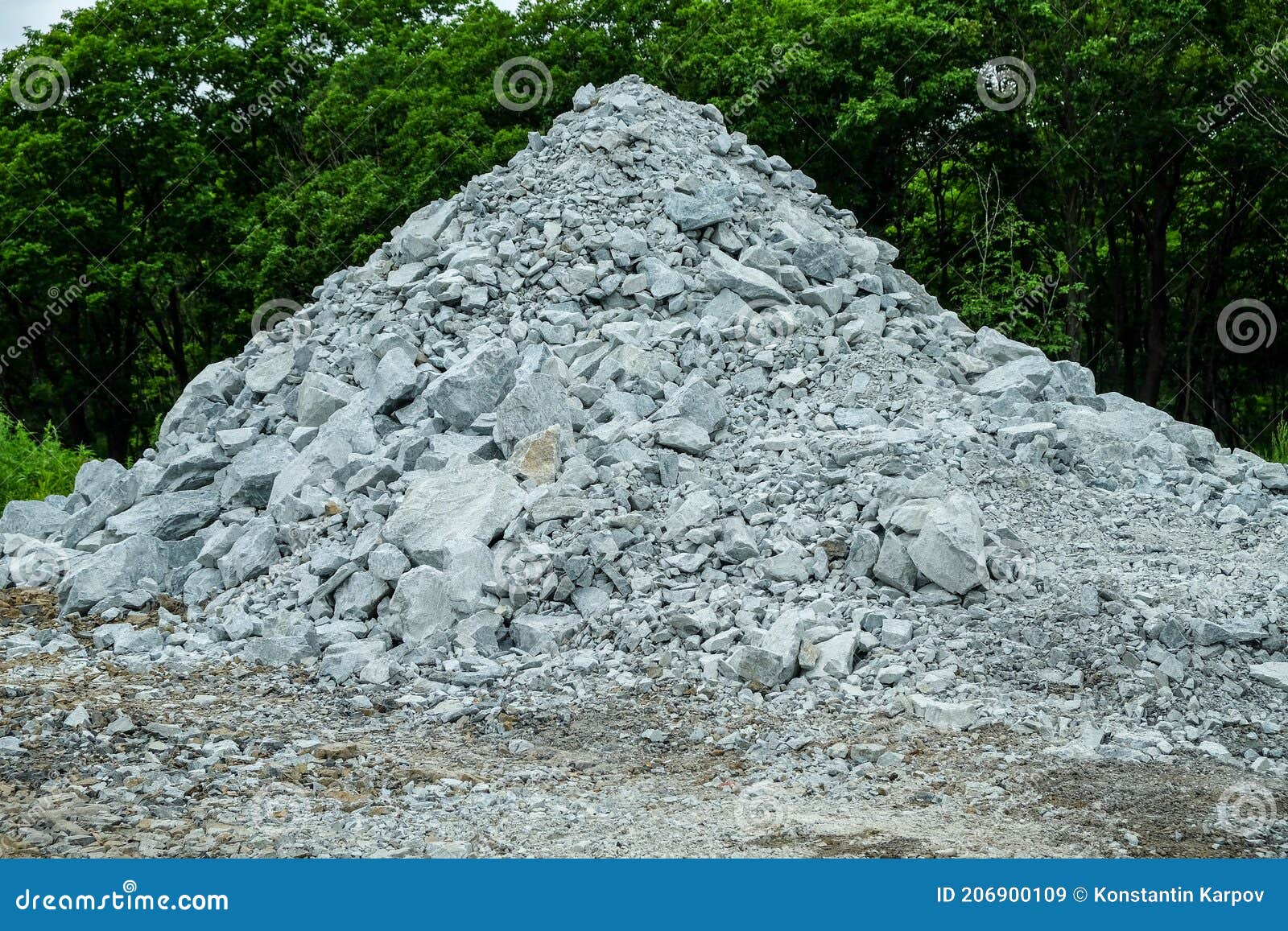 A Pile of Building Crushed Stone Crushed Stone at a Construction Site ...
