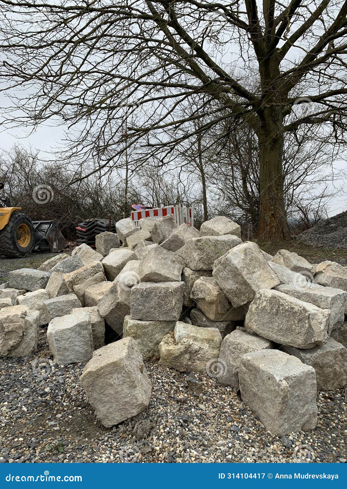 A Pile of Building Stones on a Construction Site. Paving Stones Stock ...