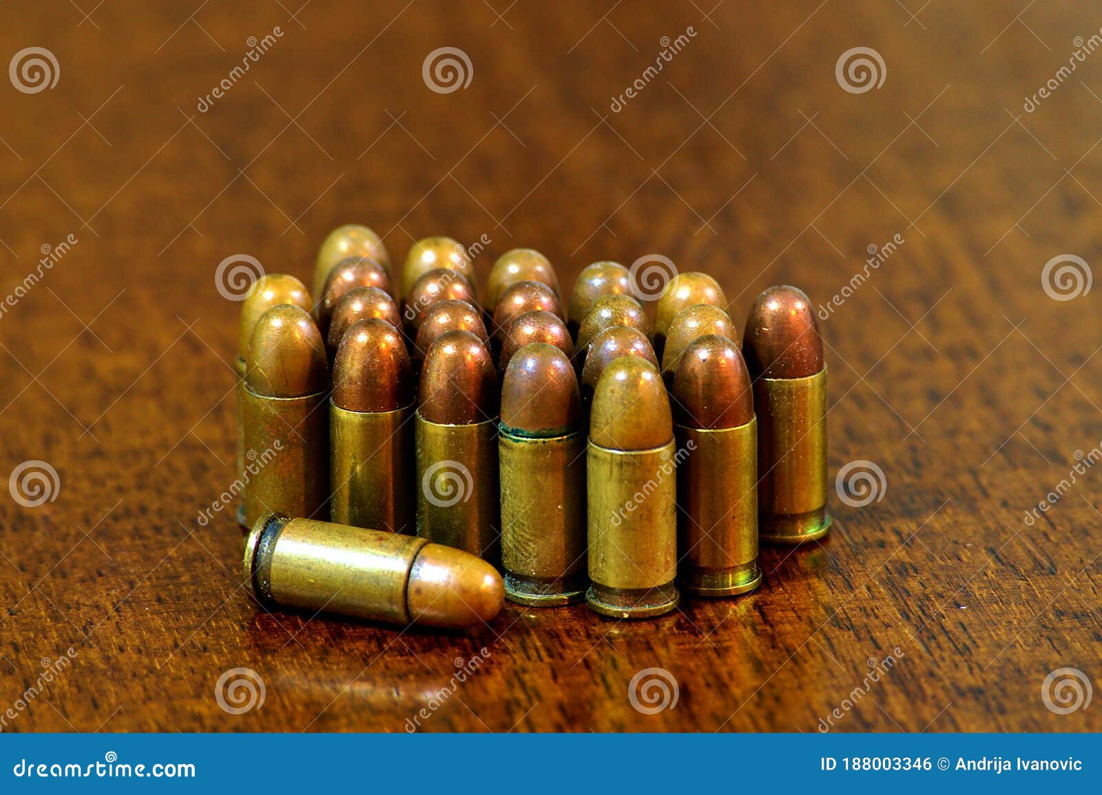 Pile of Bullets, Caliber 7.65mm, on a Table Stock Photo - Image of ...