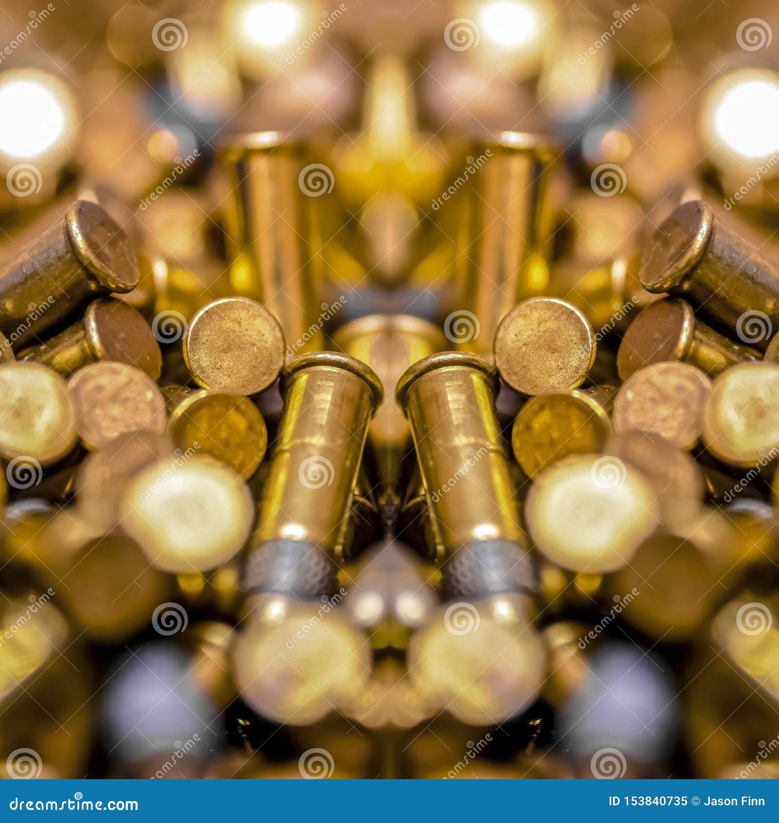 Pile of Bullets in a Mirrored Reflection Side Stock Image - Image of ...