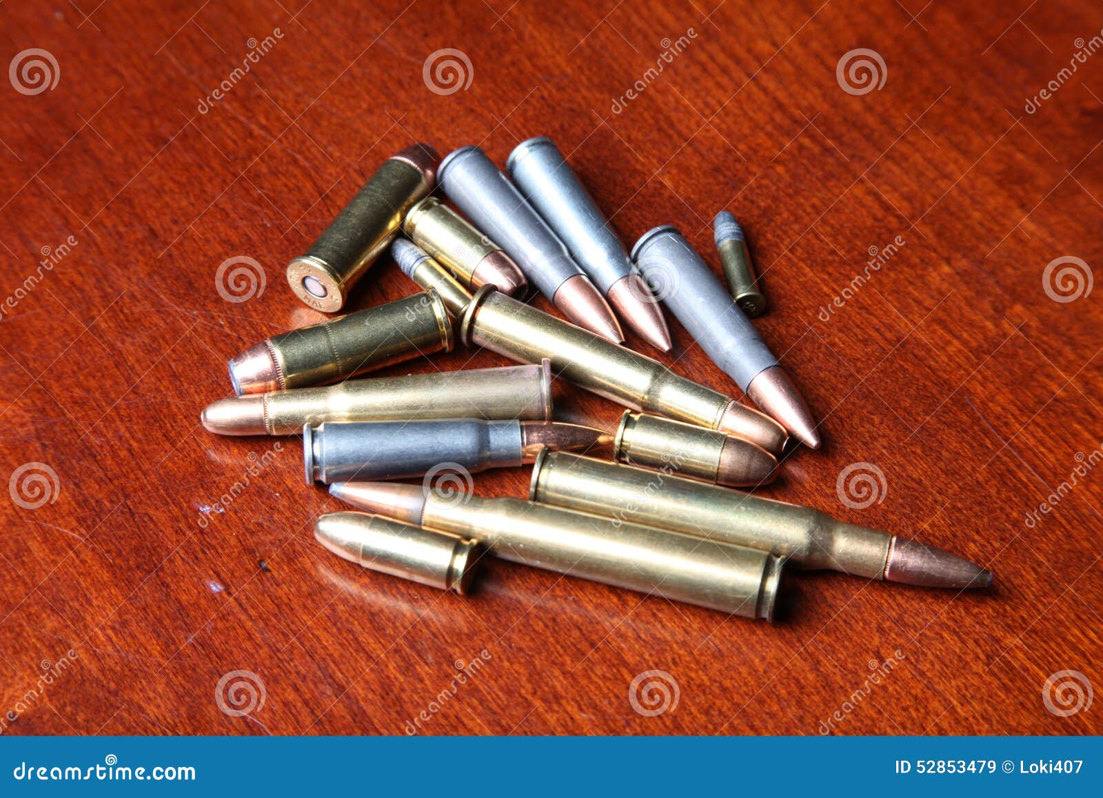 Pile Of Bullets With Copper Tips Under A Warm Light. Close Up Of A Lot ...