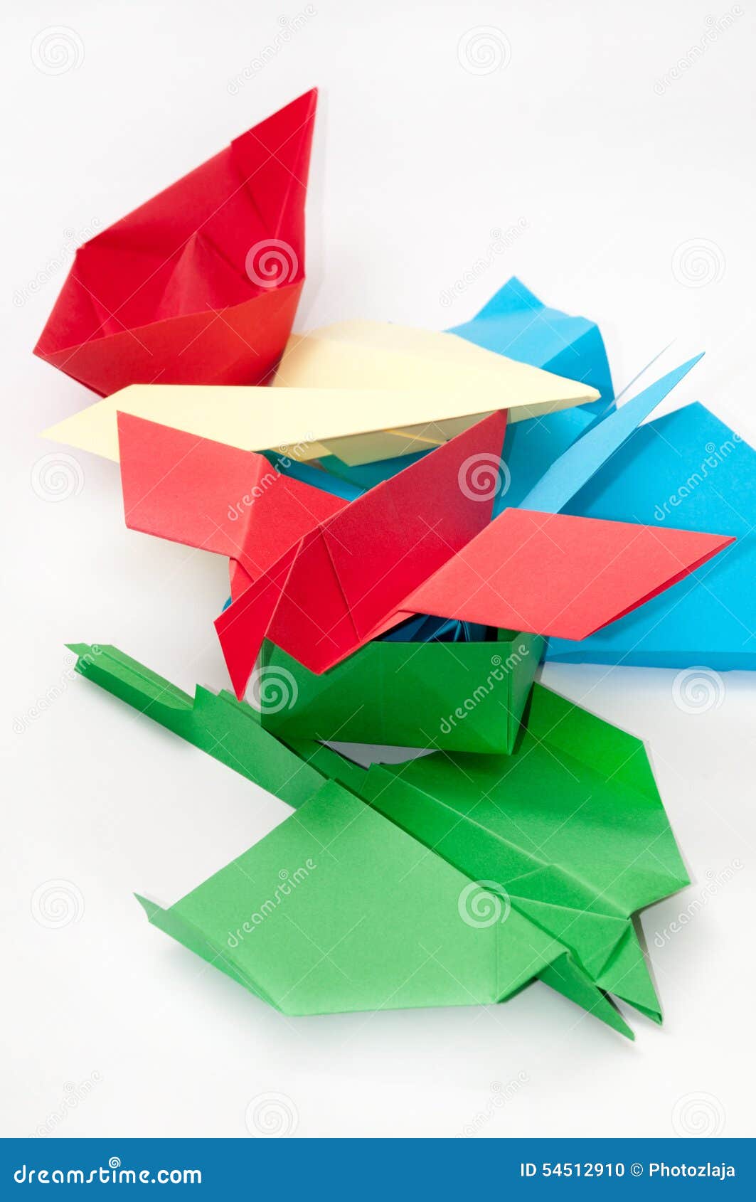 PILE BUNCH ORIGAMI OBJECTS PLANE BOAT Stock Photography | CartoonDealer ...