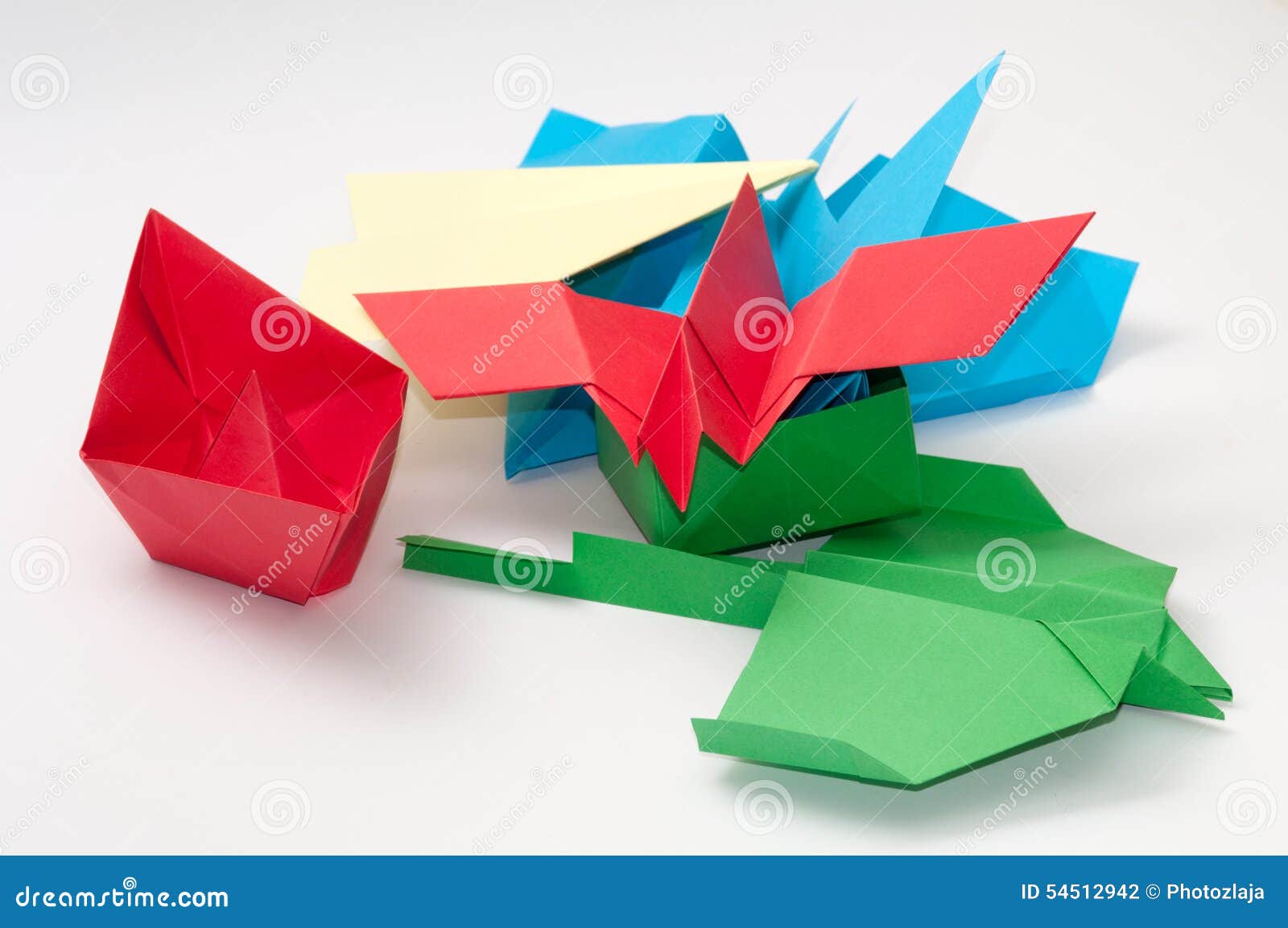 PILE BUNCH ORIGAMI OBJECTS PLANE BOAT Stock Photo - Image of color ...