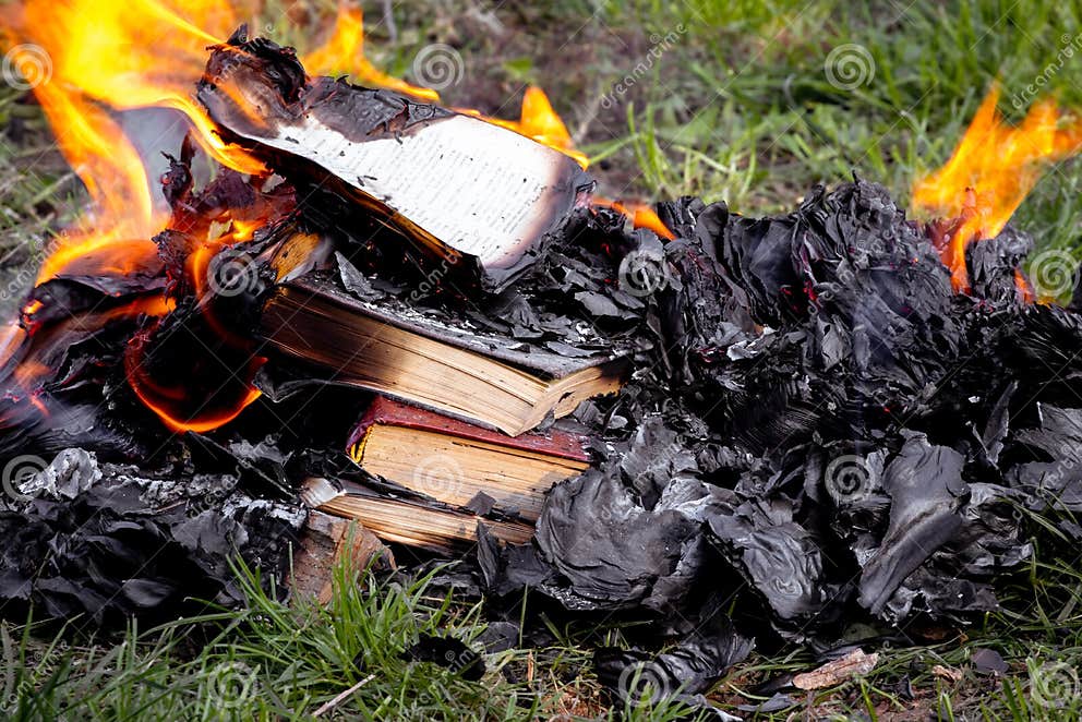 A Pile of Burning Books among the Ashes Stock Image - Image of flaming ...
