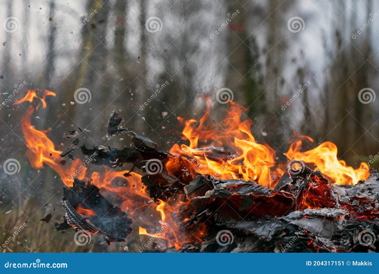 Pile Of Burning Cardboard And Waste Paper Royalty-Free Stock Photo ...