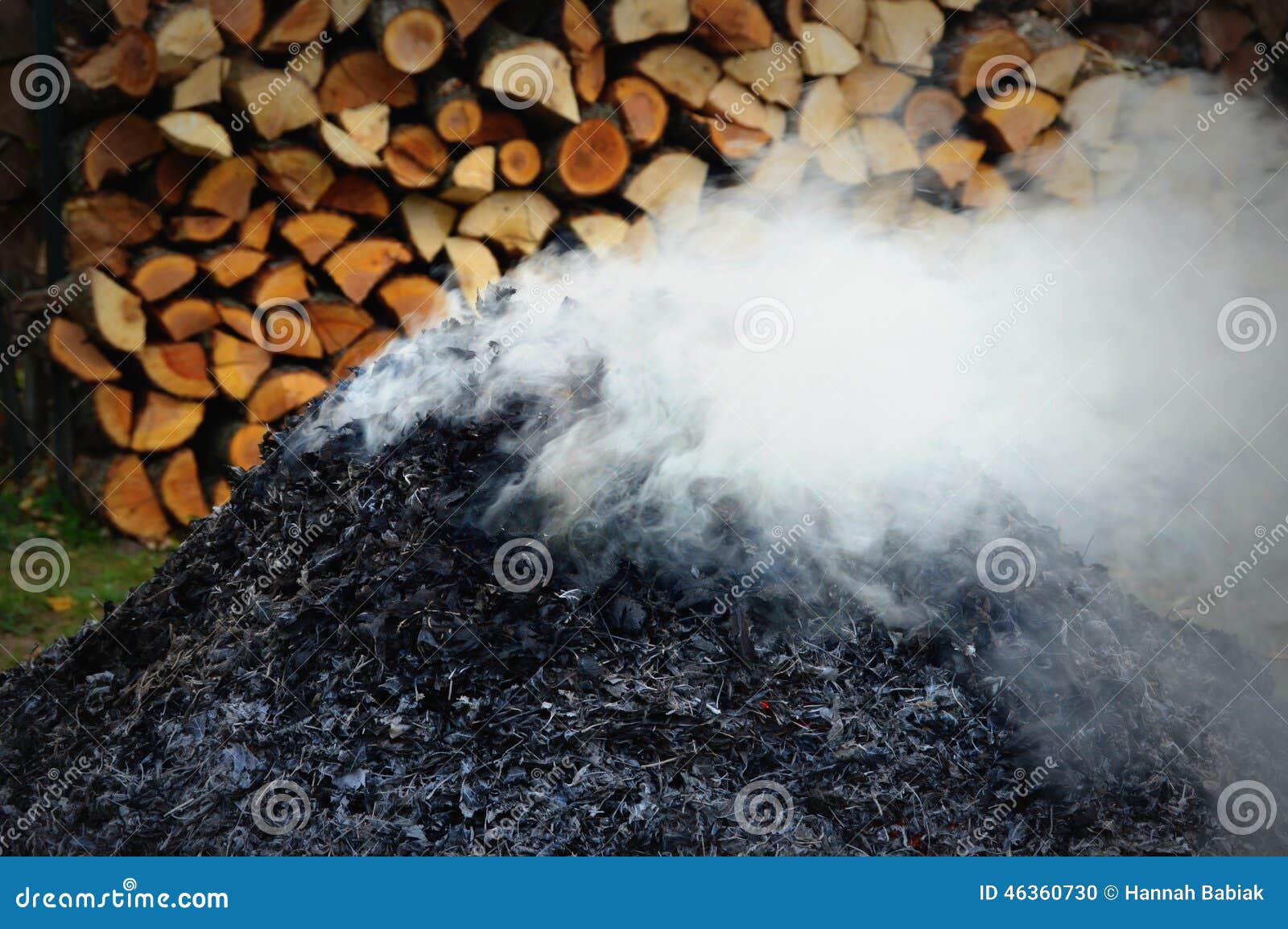Pile of Burning Leaves stock photo. Image of wind, ashes - 46360730
