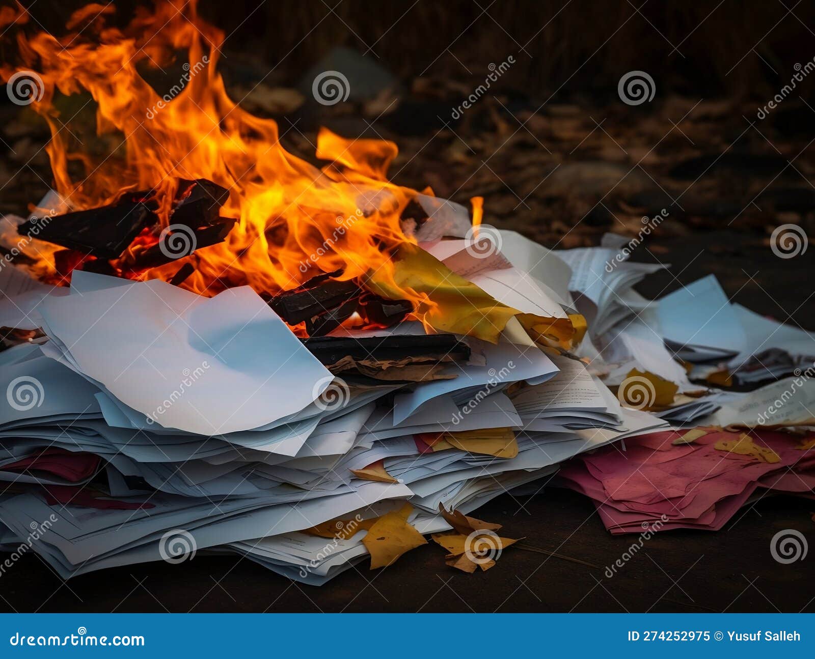 A Pile of Burning Papers - Generative AI Stock Illustration ...