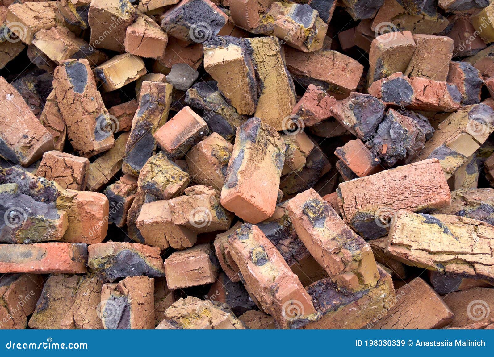 Pile of Burnt Brown Orange Old Defective Bricks Stock Image - Image of ...