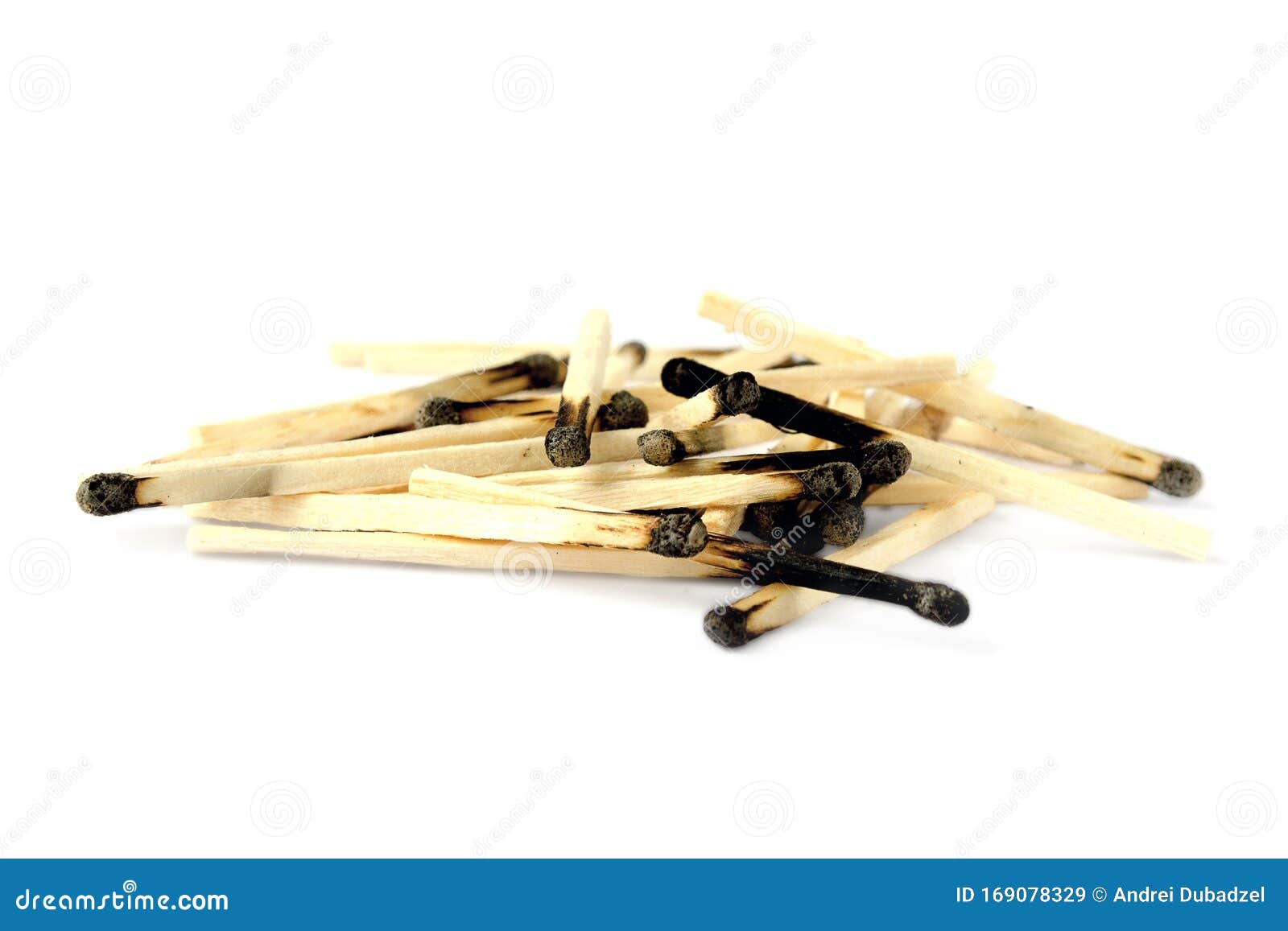 A Pile Of Burnt Matches On A White Background With Shadow. A Lot Of ...