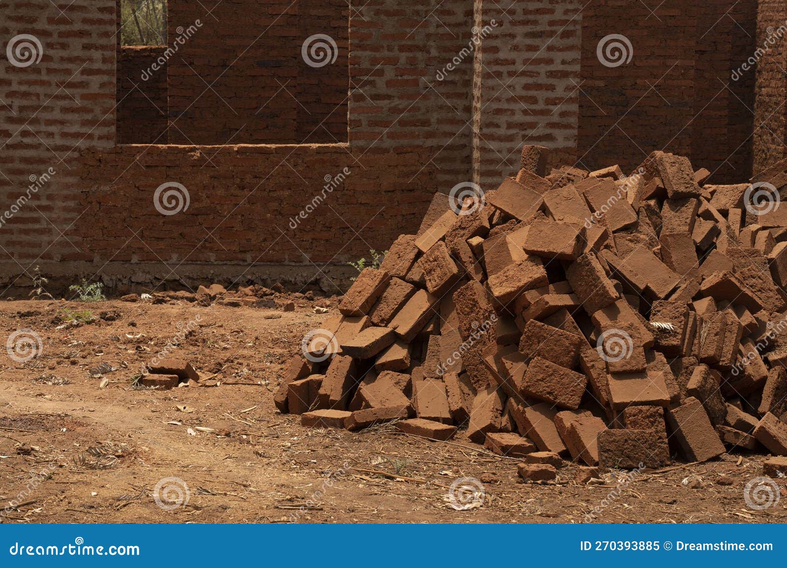 A Pile of Burnt Mud Bricks stock image. Image of construction - 270393885