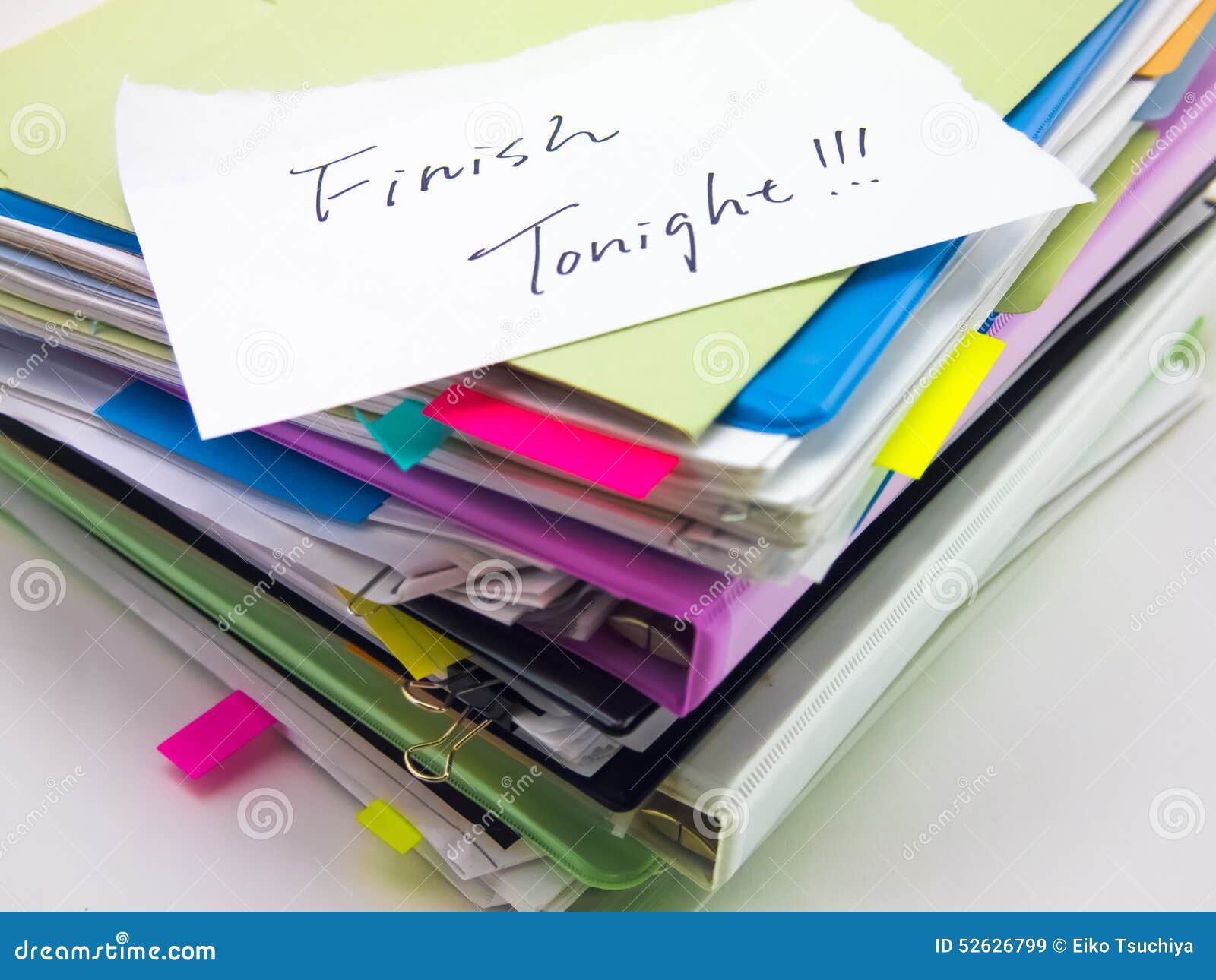 The Pile of Business Documents; Finish Tonight Stock Image - Image of ...