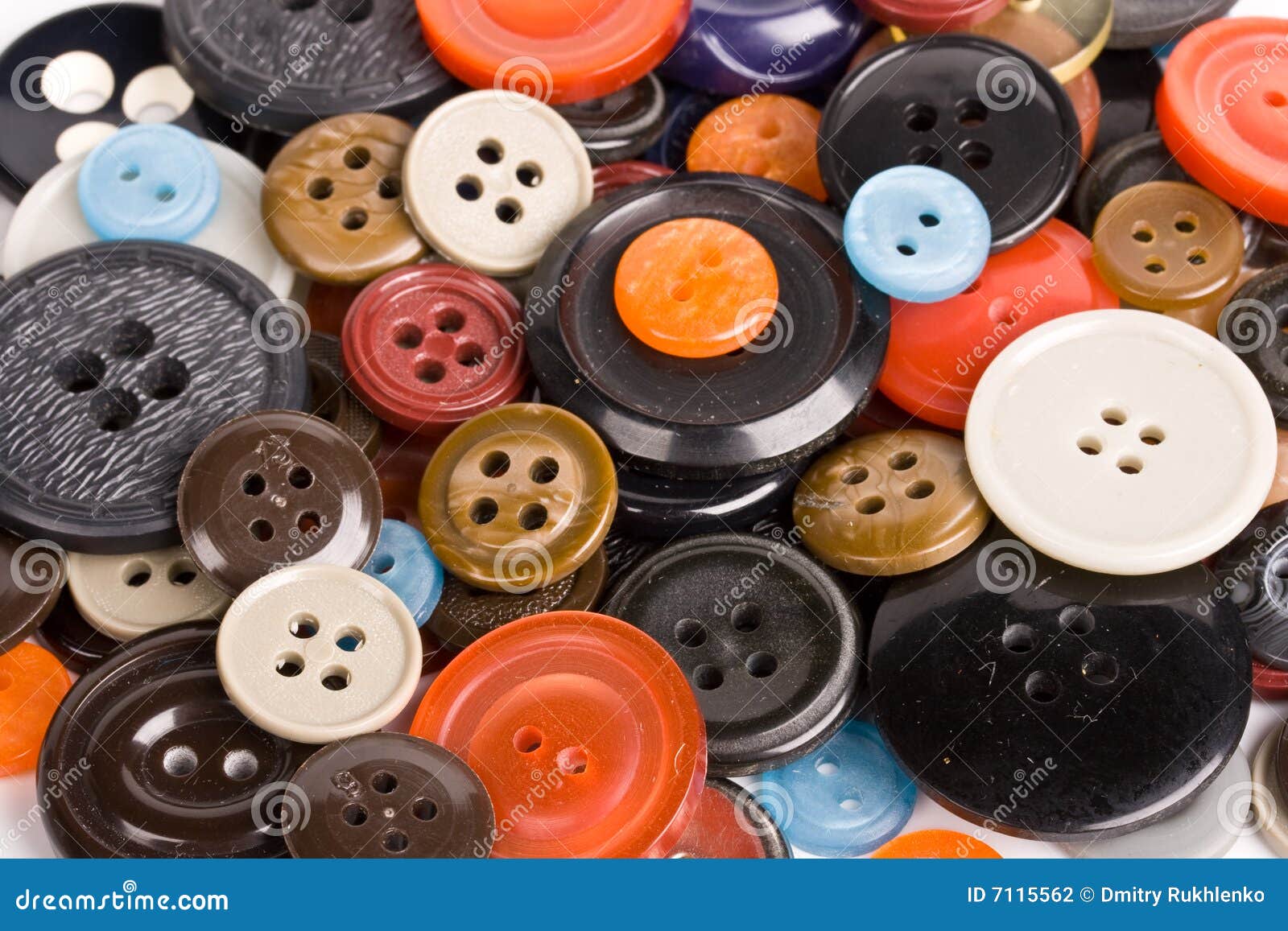 Pile of buttons close up stock photo. Image of pile, tailor - 7115562
