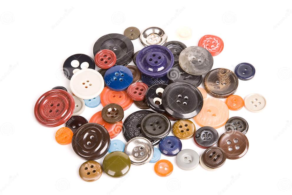 Pile of buttons isolated stock photo. Image of white, pile - 7297336