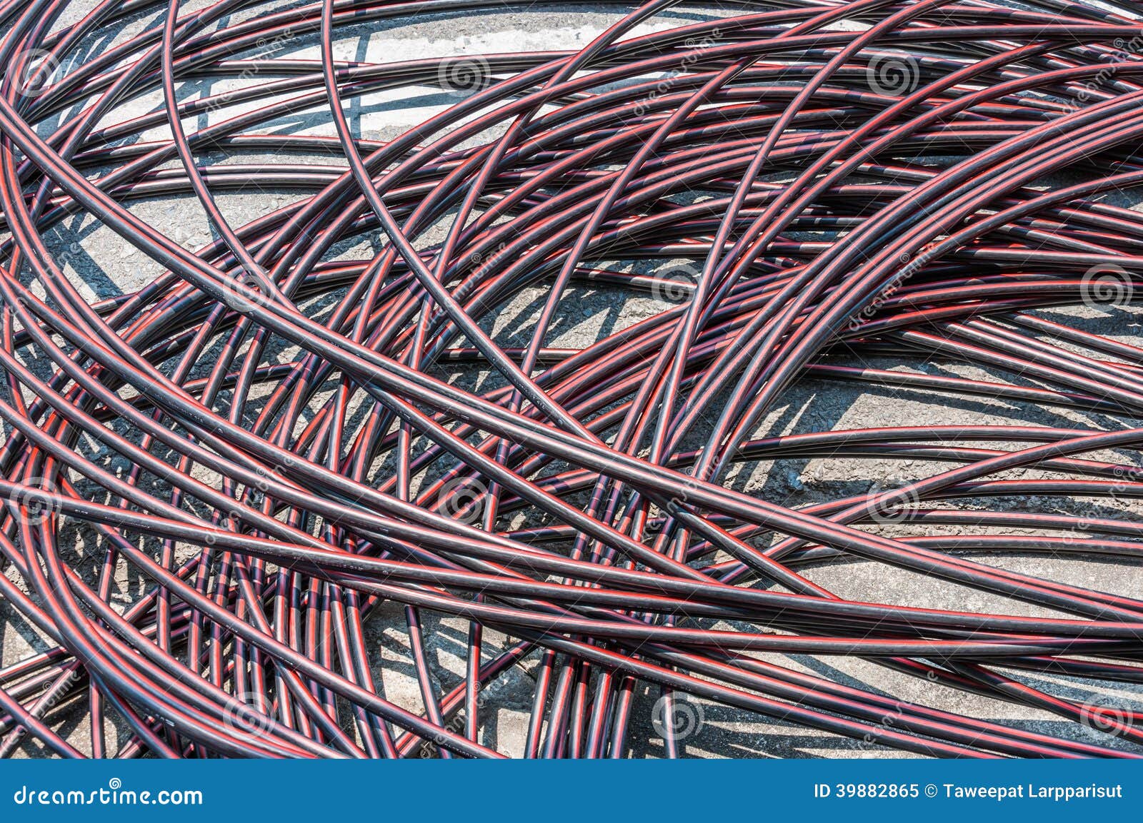 Pile of Cables on Concrete Road Stock Image - Image of road, background ...
