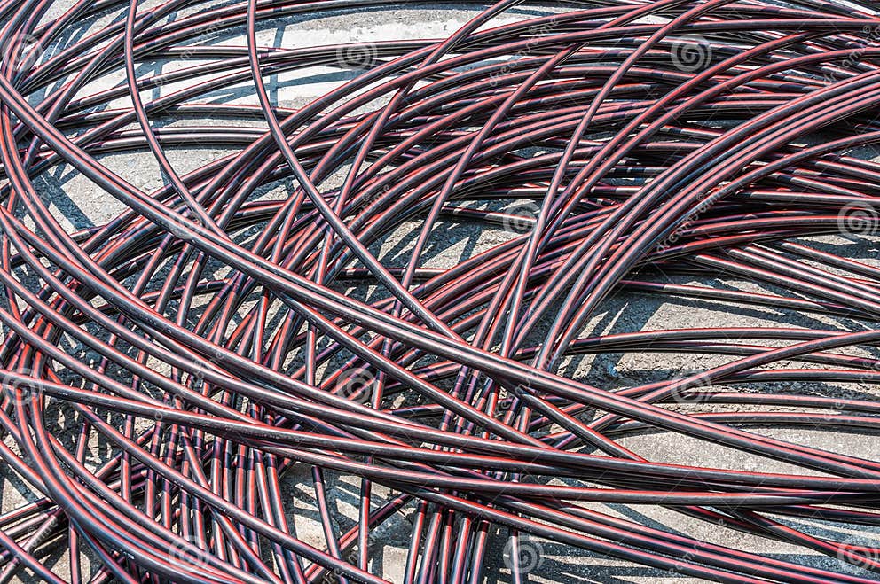 Pile of Cables on Concrete Road Stock Image - Image of road, background ...