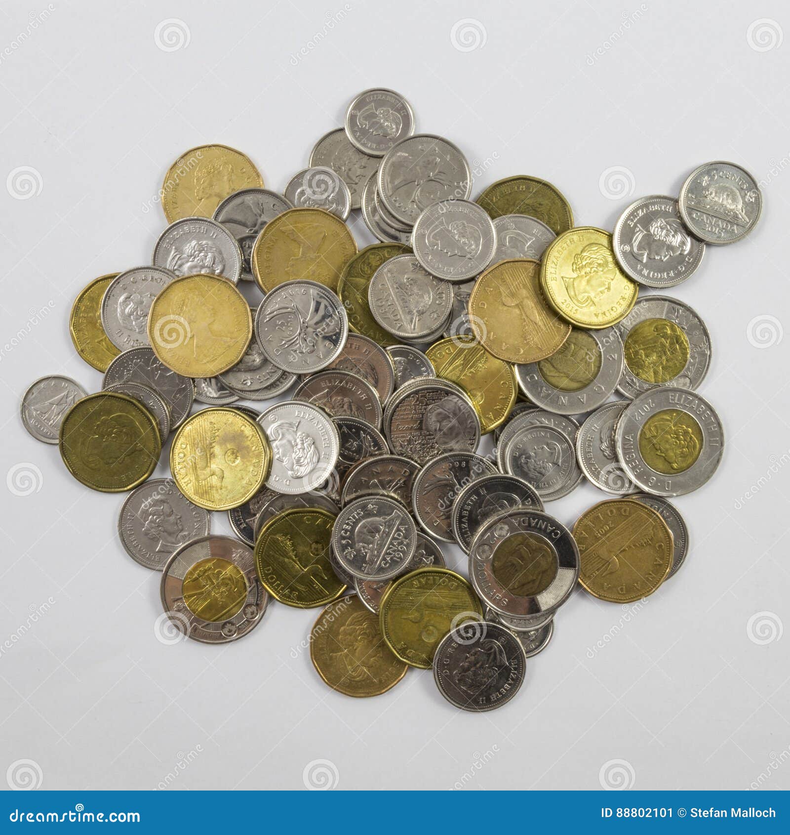 A pile of Canadian change editorial photo. Image of alarm - 88802101