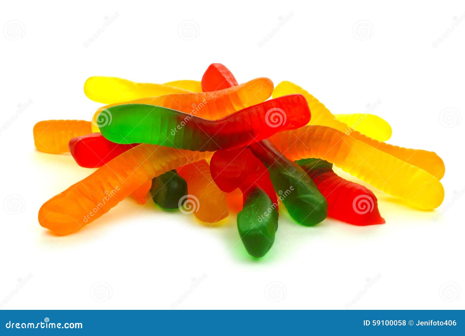 Gummy Worms Of Different Colors Lie On A White Matte Background ...