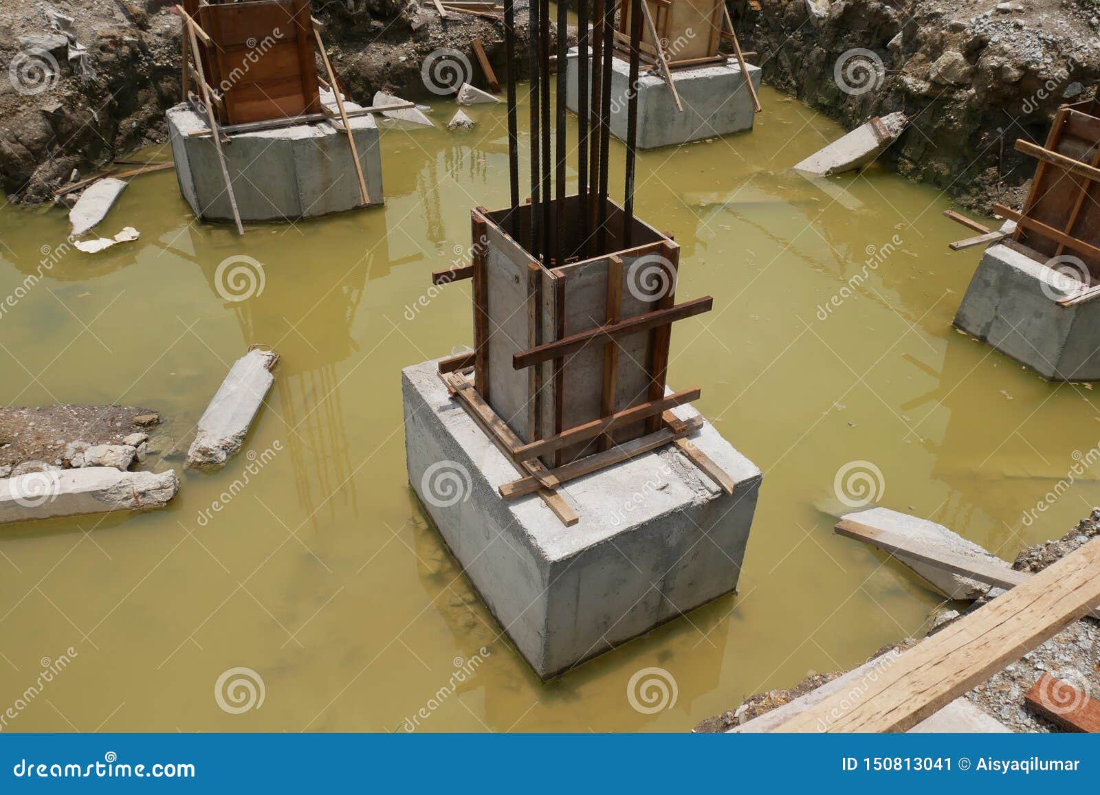 Pile Cap and Column Stump Under Construction at the Construction Site ...