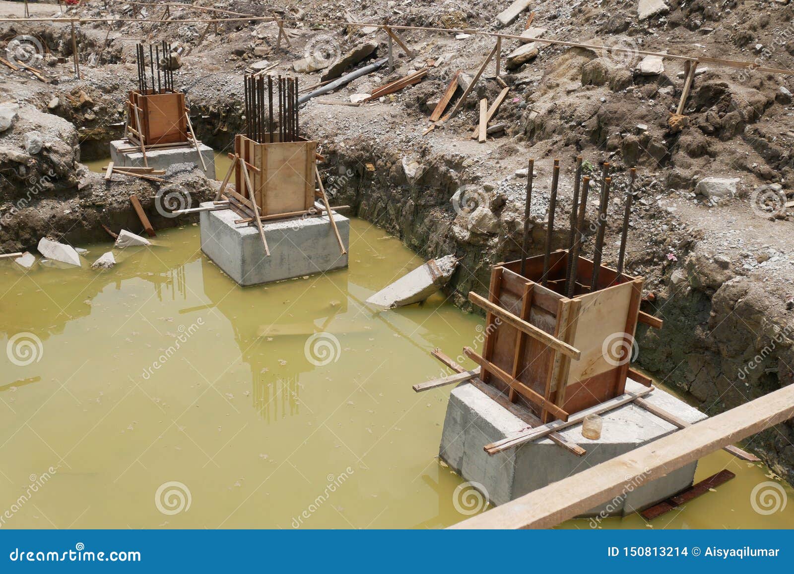 Pile Cap and Column Stump Under Construction at the Construction Site ...