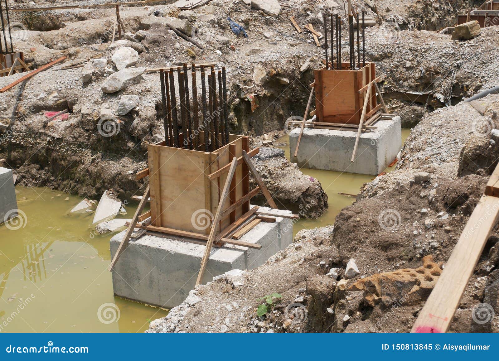 Pile Cap and Column Stump Under Construction at the Construction Site ...