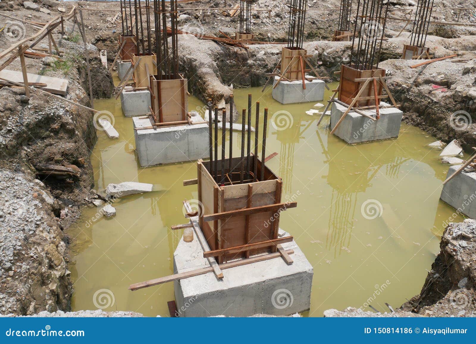 Pile Cap and Column Stump Under Construction at the Construction Site ...
