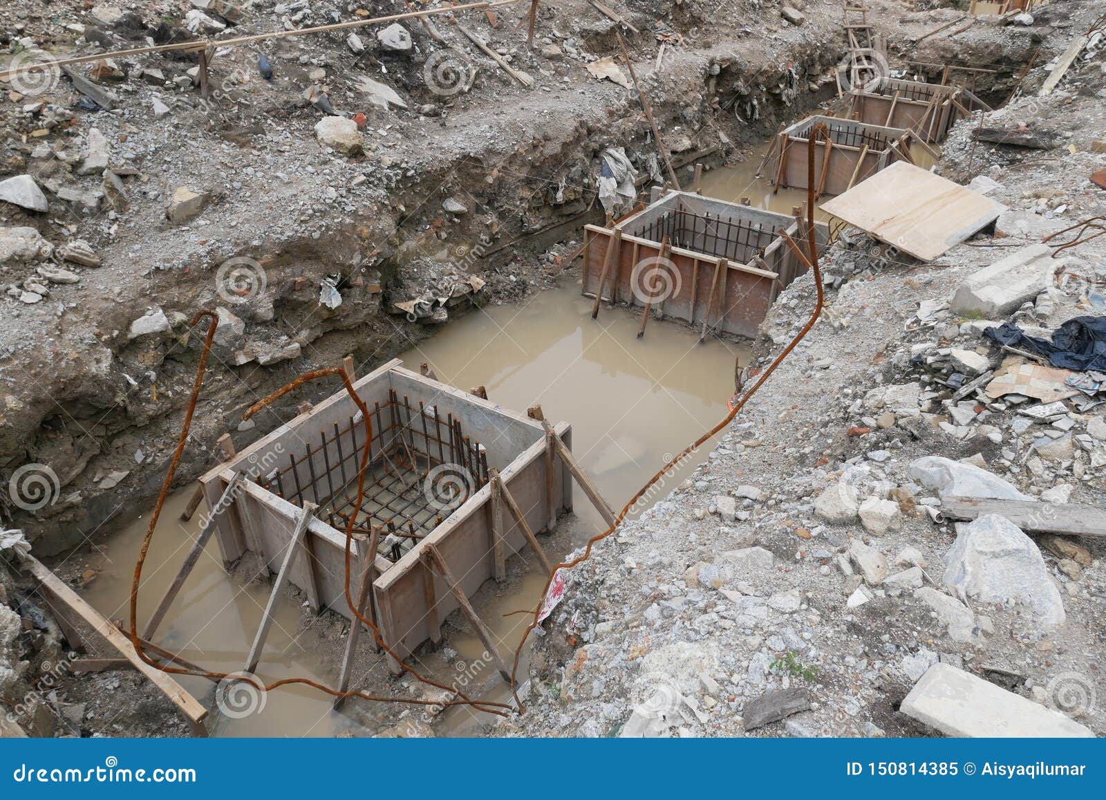 Pile Cap and Column Stump Under Construction at the Construction Site ...