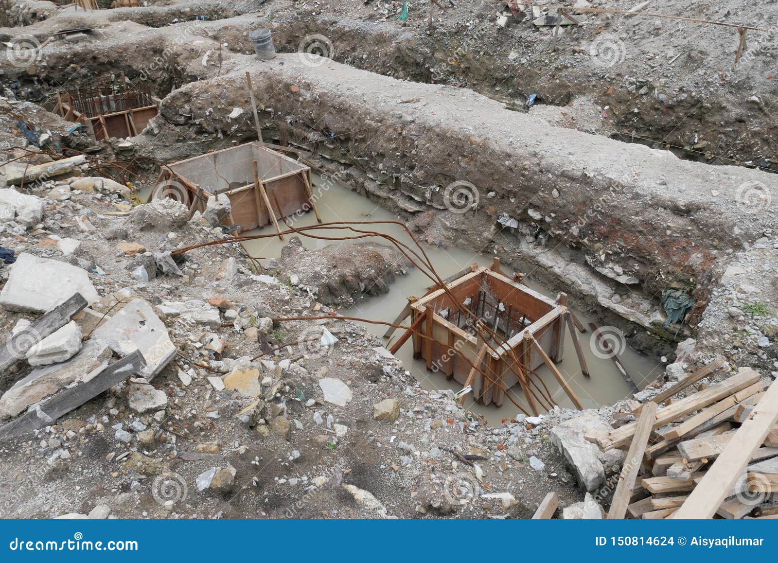 Pile Cap and Column Stump Under Construction at the Construction Site ...