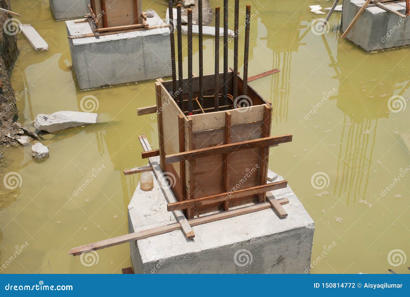 Pile Cap and Column Stump Under Construction at the Construction Site ...